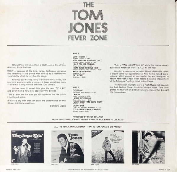 Tom Jones – The Tom Jones Fever Zone - Yerdeniz Plak